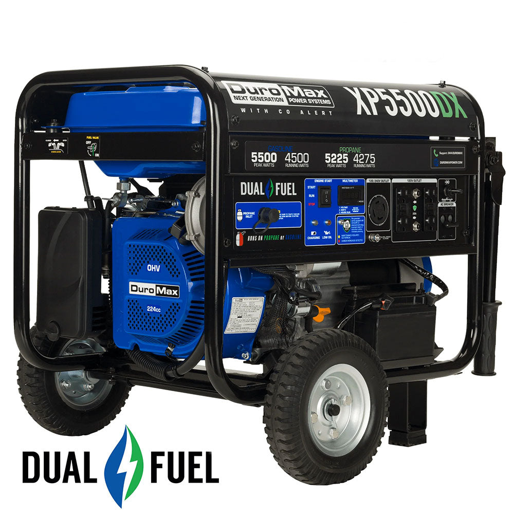 5,500 Watt Dual Fuel Portable Generator w/ CO Alert – DuroMax Power ...